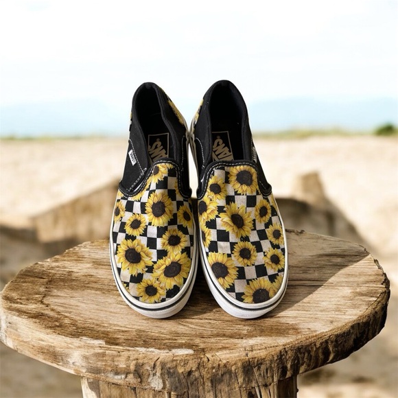 Vans | Shoes | Vans Asher Sunflower Checkerboard Black And Yellow ...